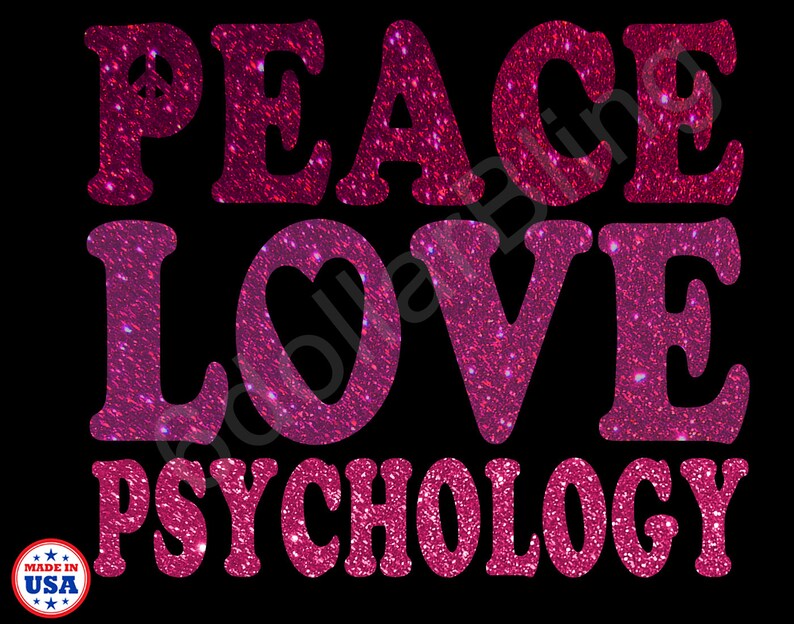Peace Love Psychology Iron-on Transfer Bling Crystal Glitter Applique ...