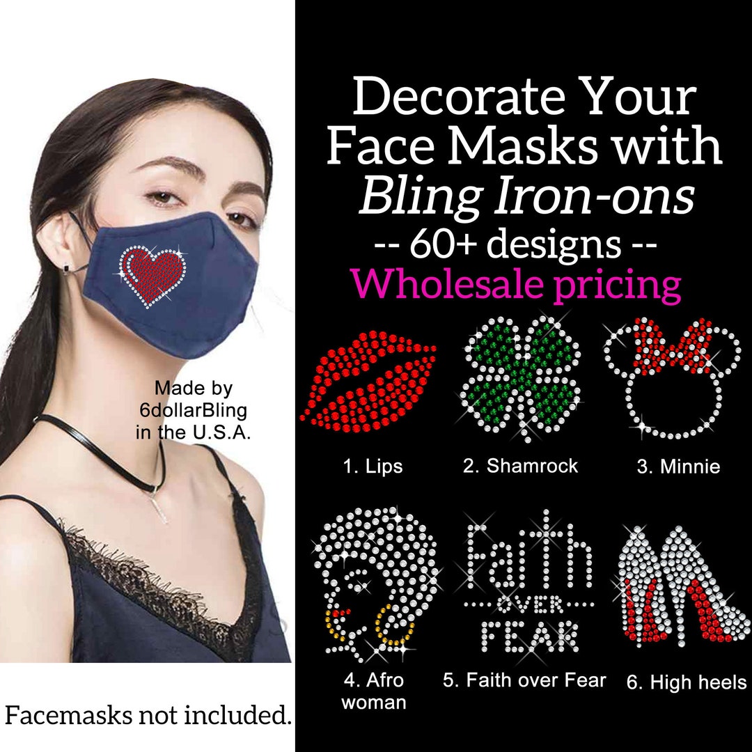 Decorate Face Mask With Bling Rhinestone or Glitter Iron-on Transfer ...