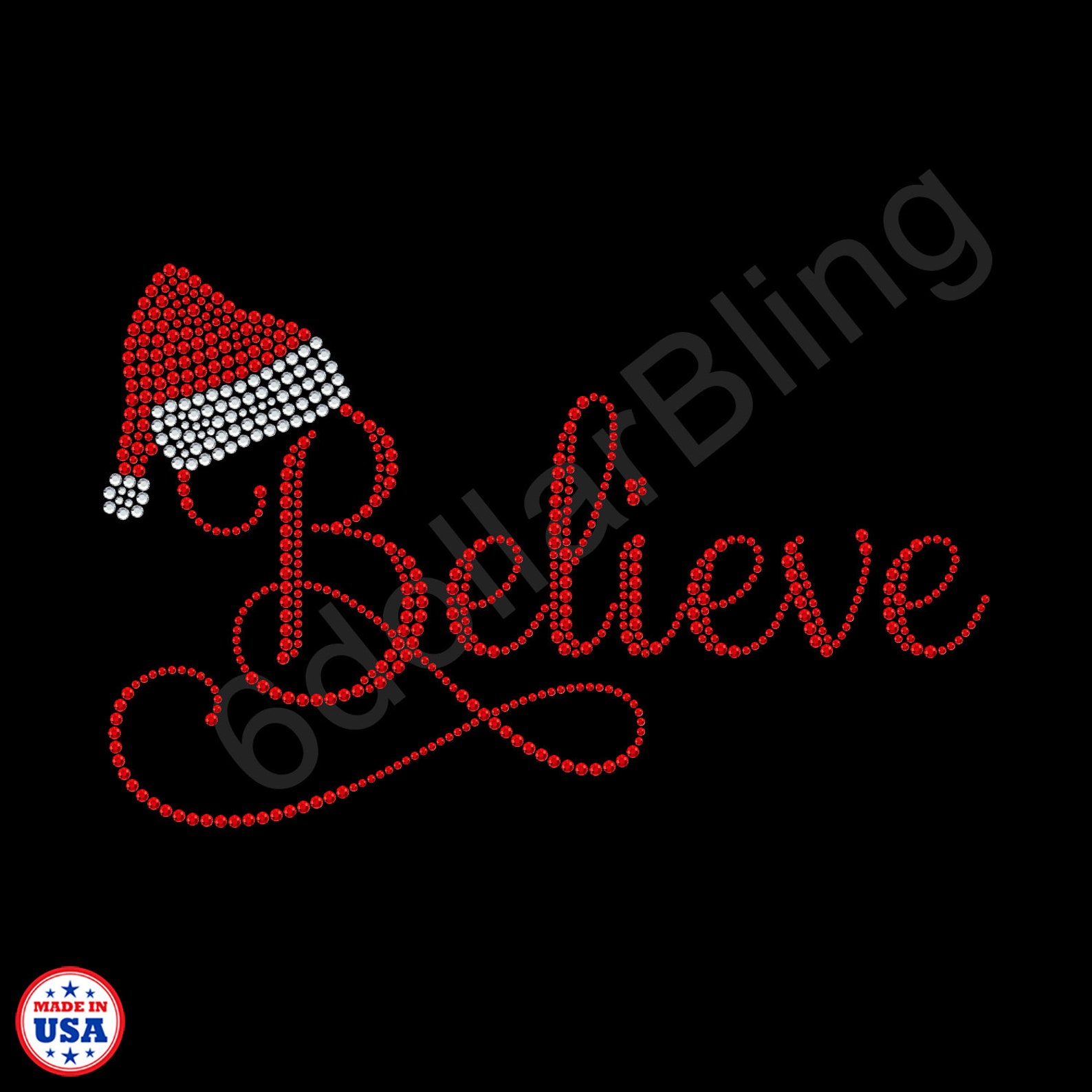 Believe Santa Hat Rhinestone Iron-on Crystal Bling Transfer - Etsy