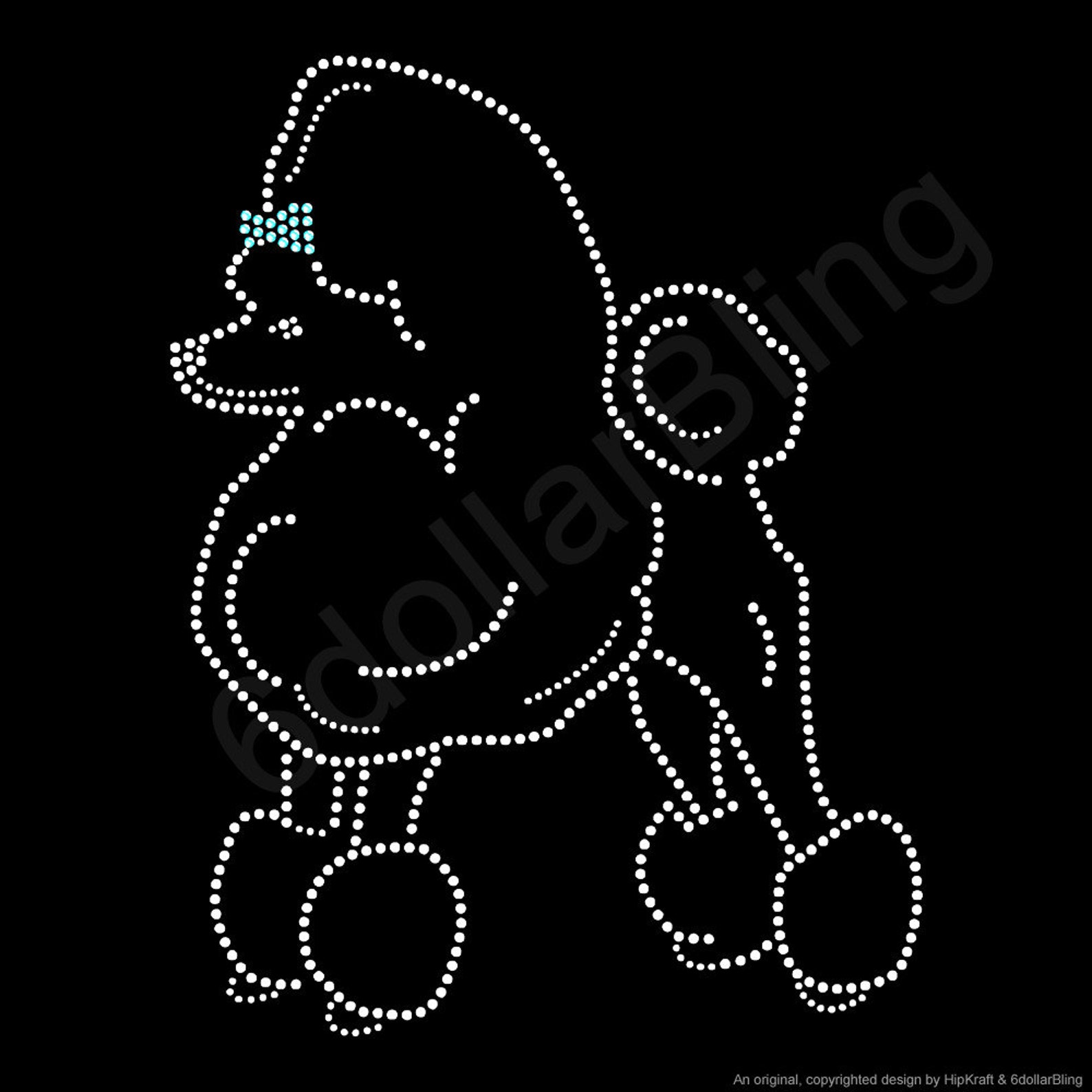 Poodle Outline Rhinestone Iron-on Crystal Bling Hotfix Sparkle | Etsy