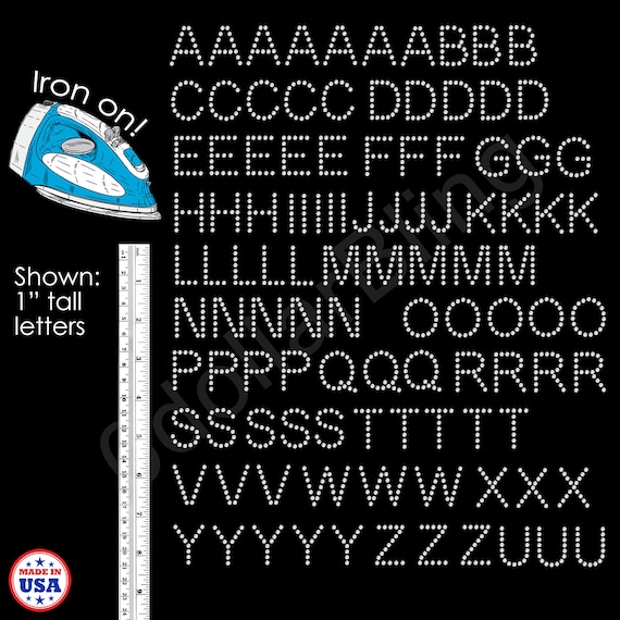 Rhinestone Iron-on Crystal Letters Sheet Small 1 or - Etsy