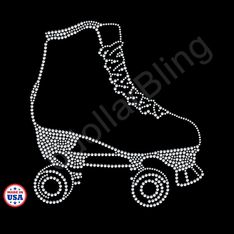 Roller Skate Rhinestone Iron-on Crystal Bling Transfer Sparkle Applique ...