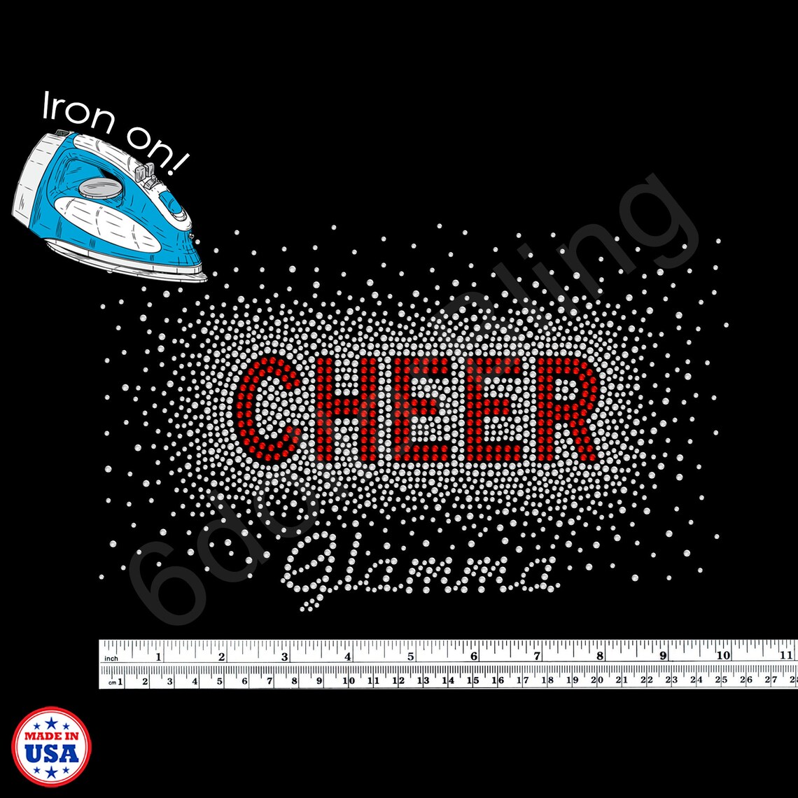 Rhinestone Iron on Transfer CHEER Starburst Blast Scatter - Etsy