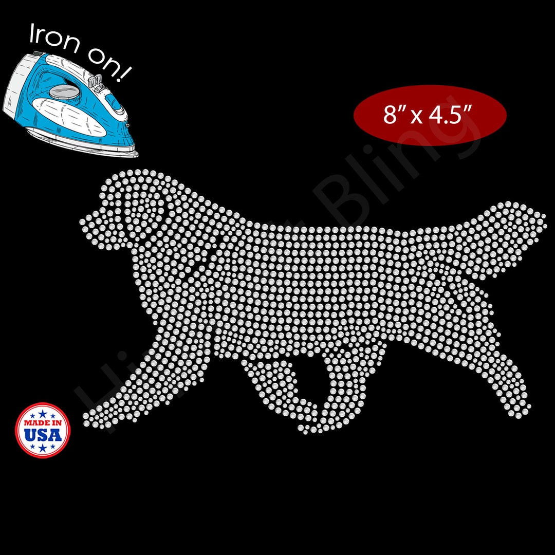 Newfoundland Silhouette Gaiting Rhinestone Iron-on Crystal Bling Hotfix ...