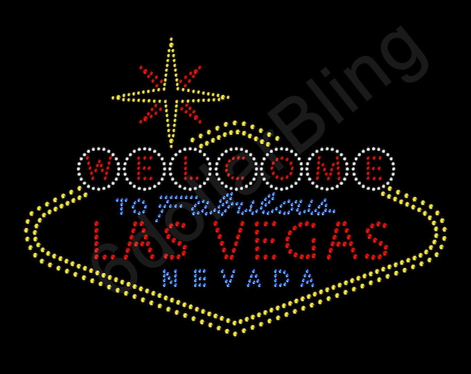 Welcome to Las Vegas Sign Rhinestone Iron-on Crystal Bling Hotfix ...