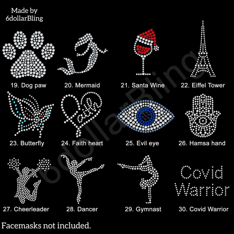 Decorate Face Mask With Bling Rhinestone or Glitter Iron-on - Etsy