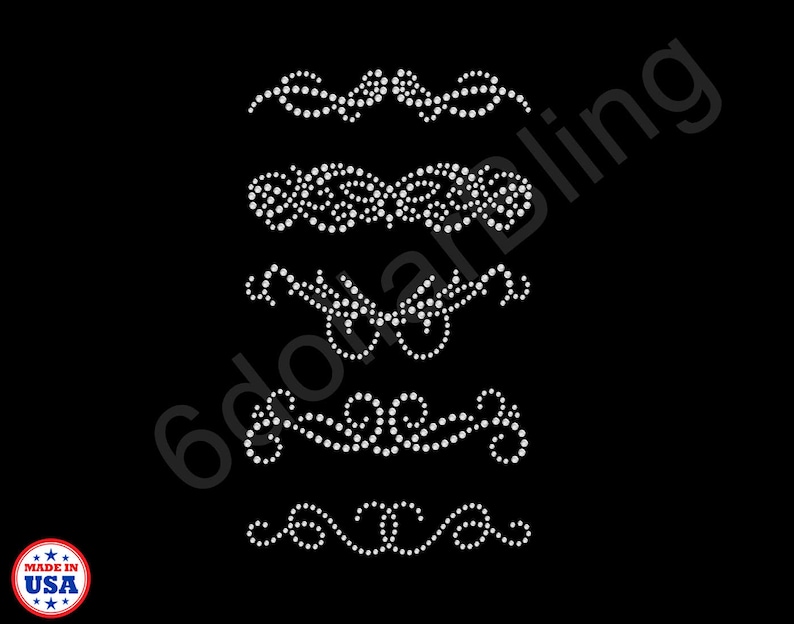 Small Swirls Set - Rhinestone Iron-on Transfer Crystal Bling Applique ...
