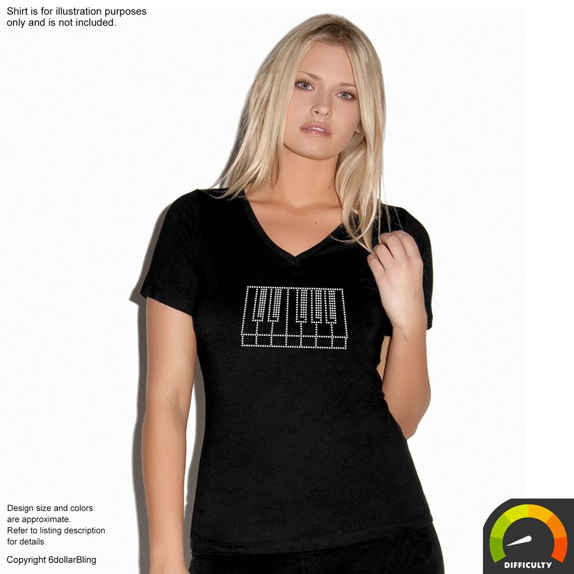 Rhinestone Iron on Transfer Piano Keys Keyboard Crystal Bling | Etsy