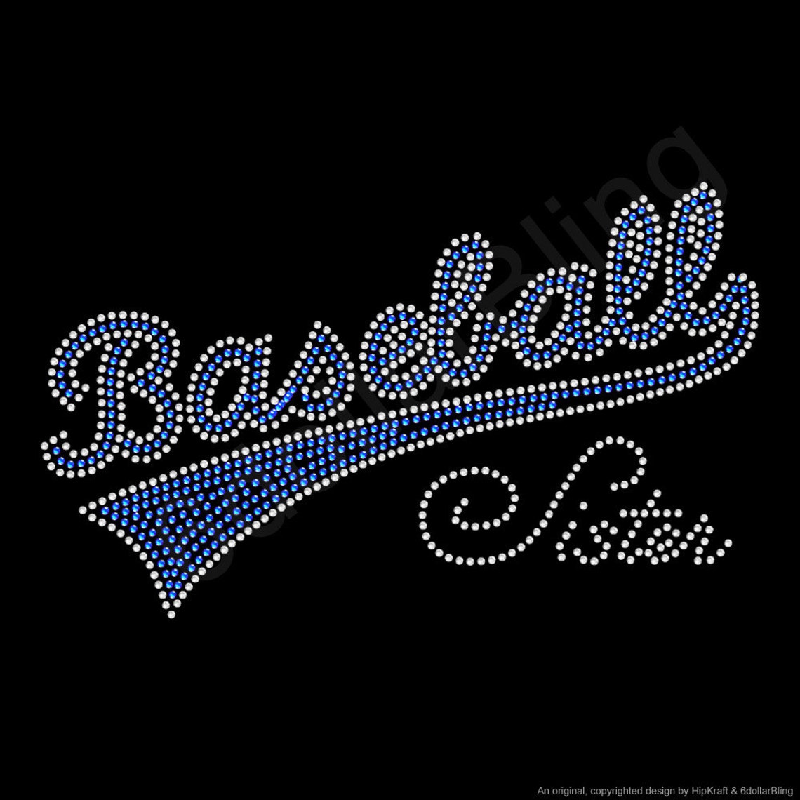 Rhinestone Iron on Transfer "baseball Sister" Crystal and Colored ...