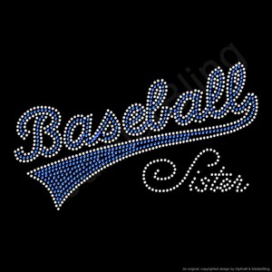 Rhinestone Iron on Transfer "baseball Sister" Crystal and Colored ...