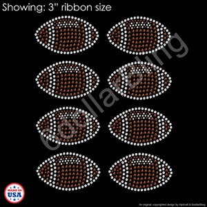 Small Footballs for Cheer Bows Rhinestone Iron-on Crystal Bling ...