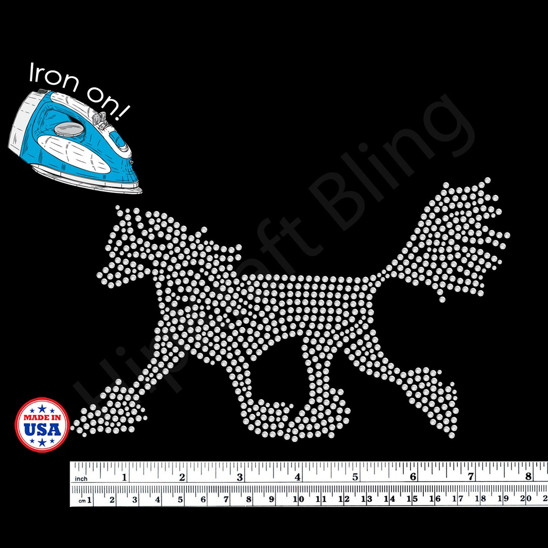 Chinese Crested Silhouette Rhinestone Iron on Transfer Crystal Bling ...
