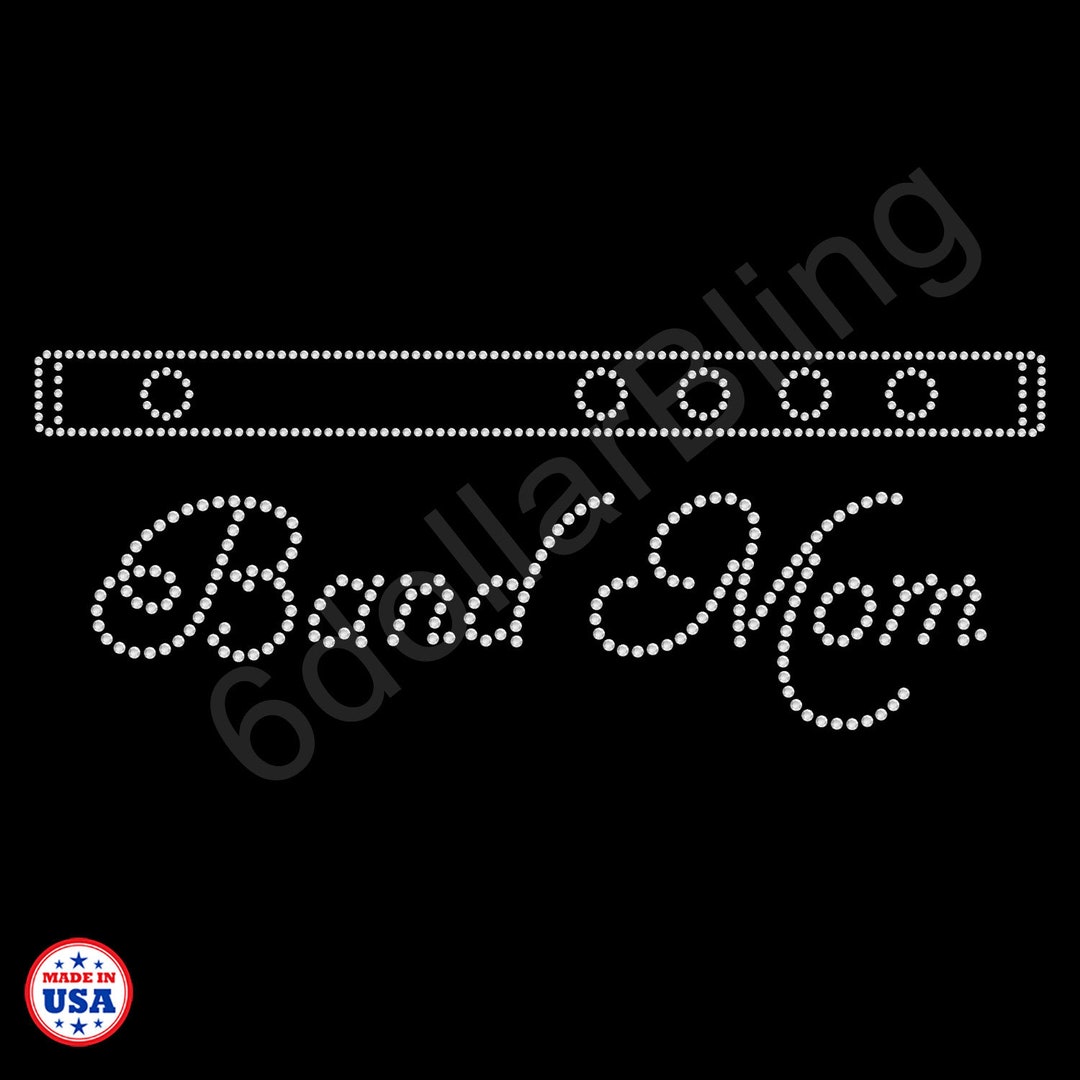Rhinestone Iron on Transfer "band Mom" Flute Music Crystal Bling Design ...