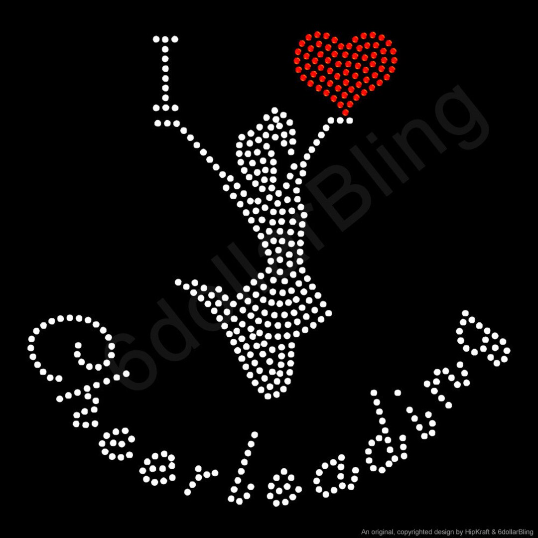 I Love Cheerleading Rhinestone Iron-on Crystal Bling Hotfix Sparkle ...
