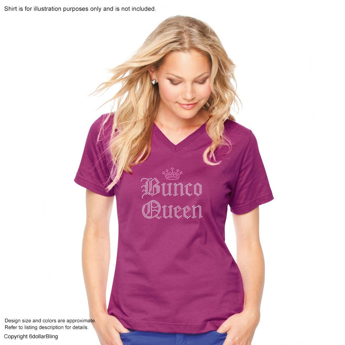 Bunco Queen With Crown Rhinestone Iron-on Crystal Bling Hotfix Sparkle ...