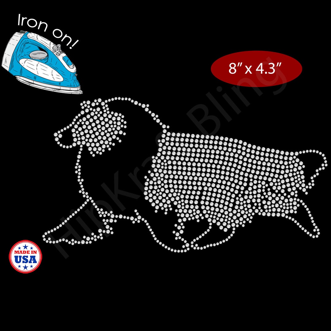 Sheltie Silhouette Gaiting Rhinestone Iron-on Crystal Bling Hotfix ...