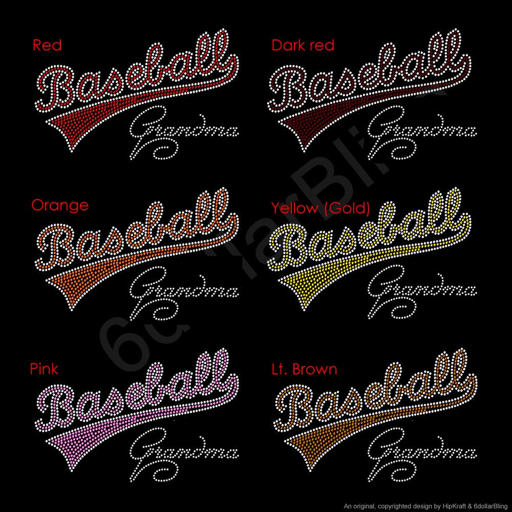 Rhinestone Iron on Transfer "baseball Grandma" Bling - You Choose From ...