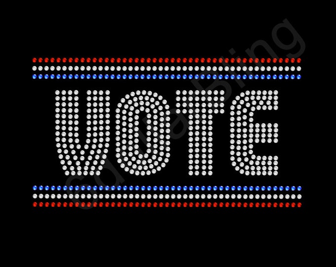 VOTE Rhinestone Iron-on Crystal Bling Hotfix Sparkle Transfer Applique ...