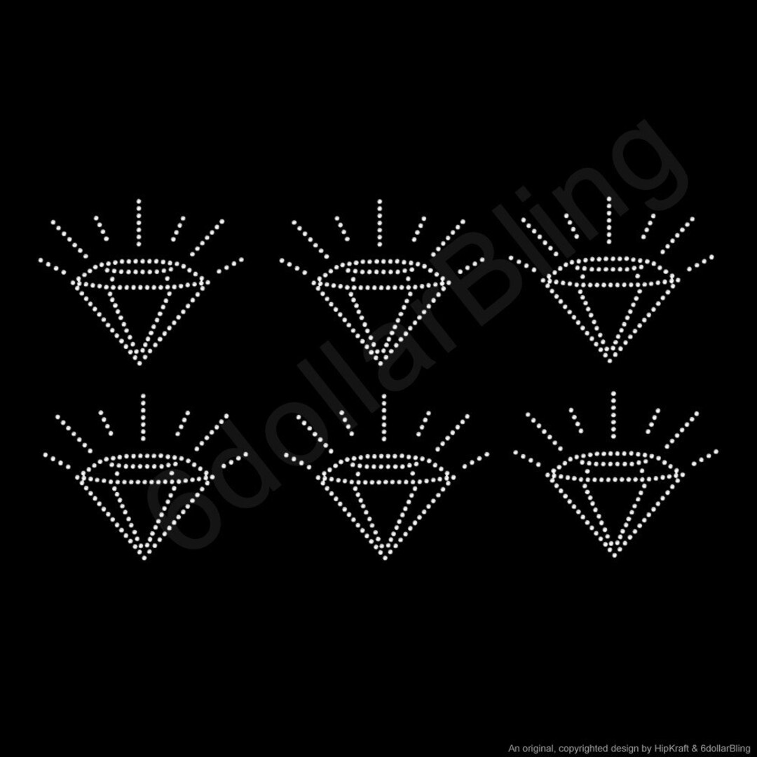 Rhinestone Iron on Transfer "diamonds (set of 6)" Sparkly Crystal Bling ...