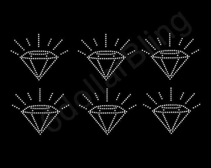 Rhinestone Iron on Transfer "diamonds (set of 6)" Sparkly Crystal Bling ...