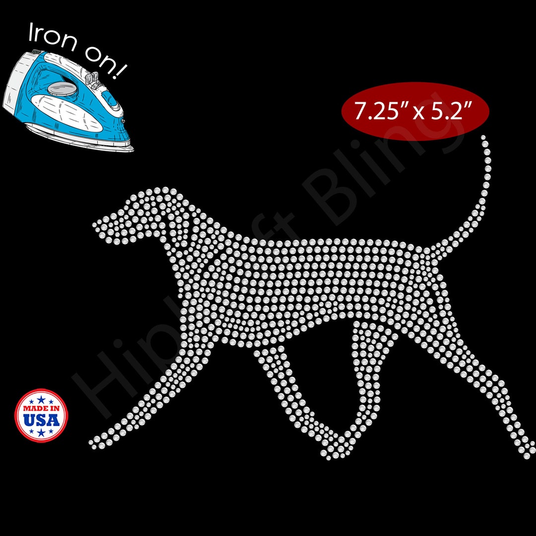 Plott Hound Silhouette Gaiting Rhinestone Iron-on Crystal Bling Hotfix ...