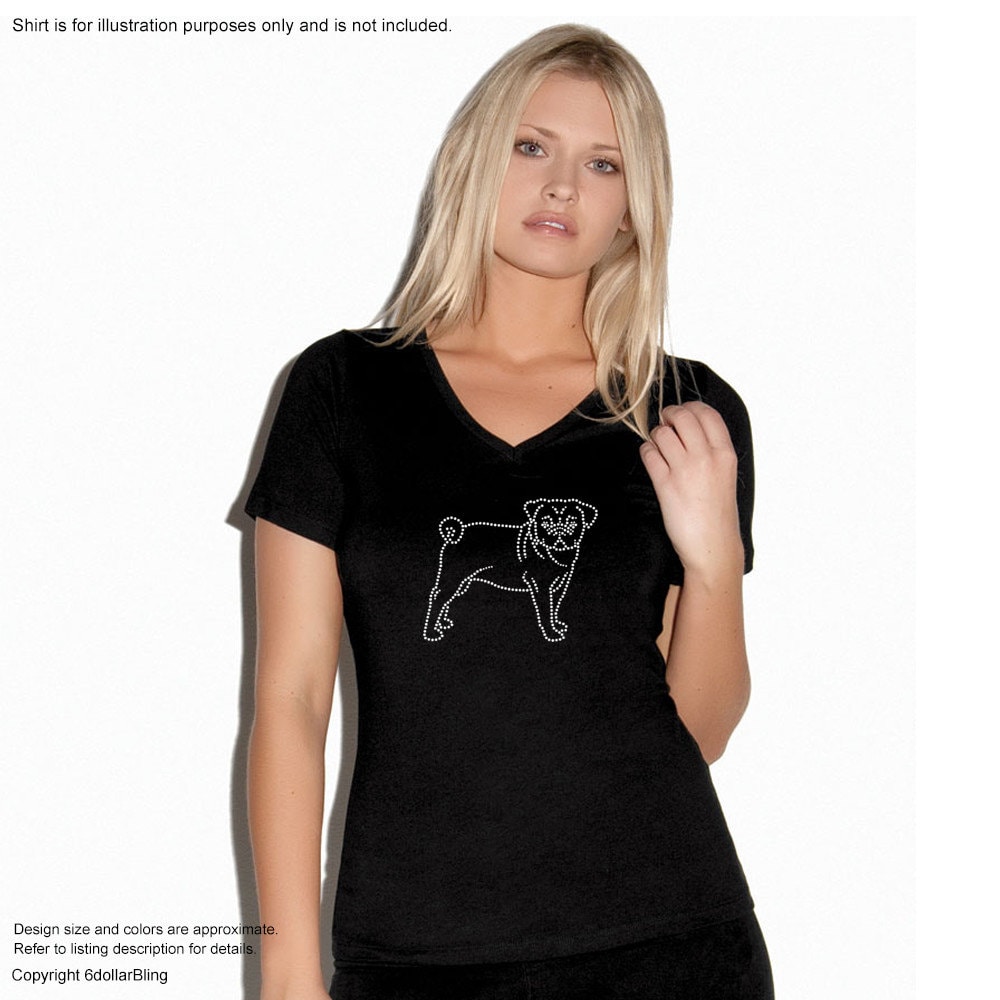 Pug Outline Rhinestone Iron-on Crystal Bling Hotfix Sparkle | Etsy