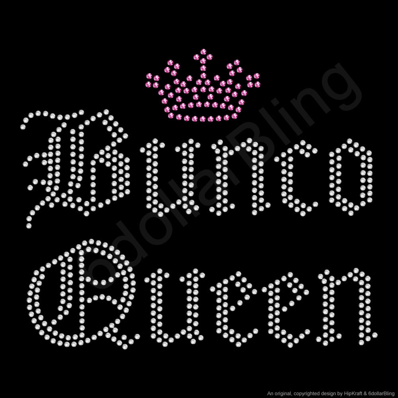 Bunco Queen With Crown Rhinestone Iron-on Crystal Bling Hotfix Sparkle ...