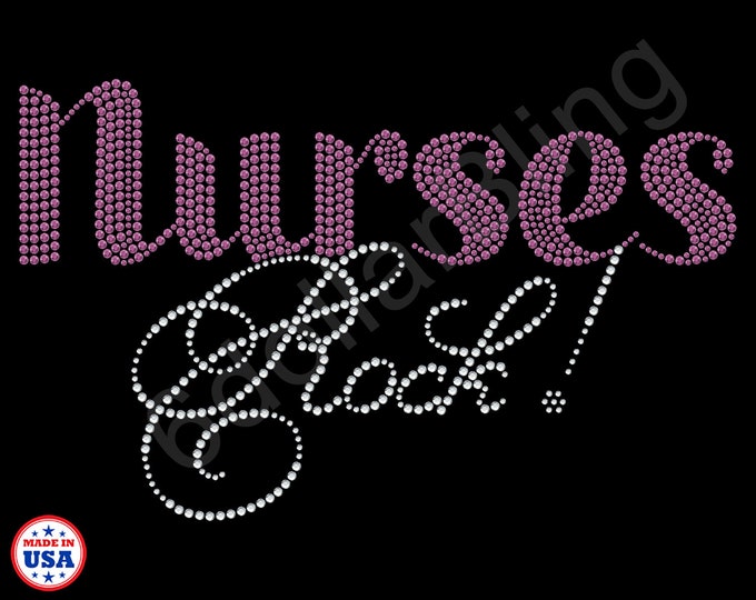 Iron-on Rhinestone Transfer Nurses Rock Bling Crystal Sparkle Applique ...