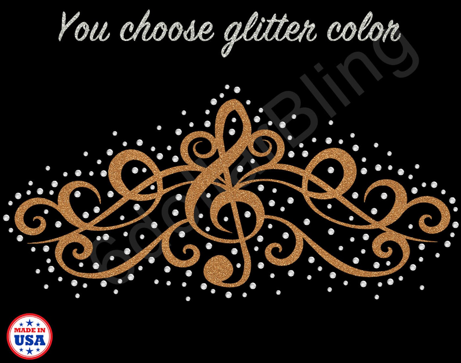 Treble Clef fancy Rhinestone Iron-on Glitter Crystal Bling | Etsy