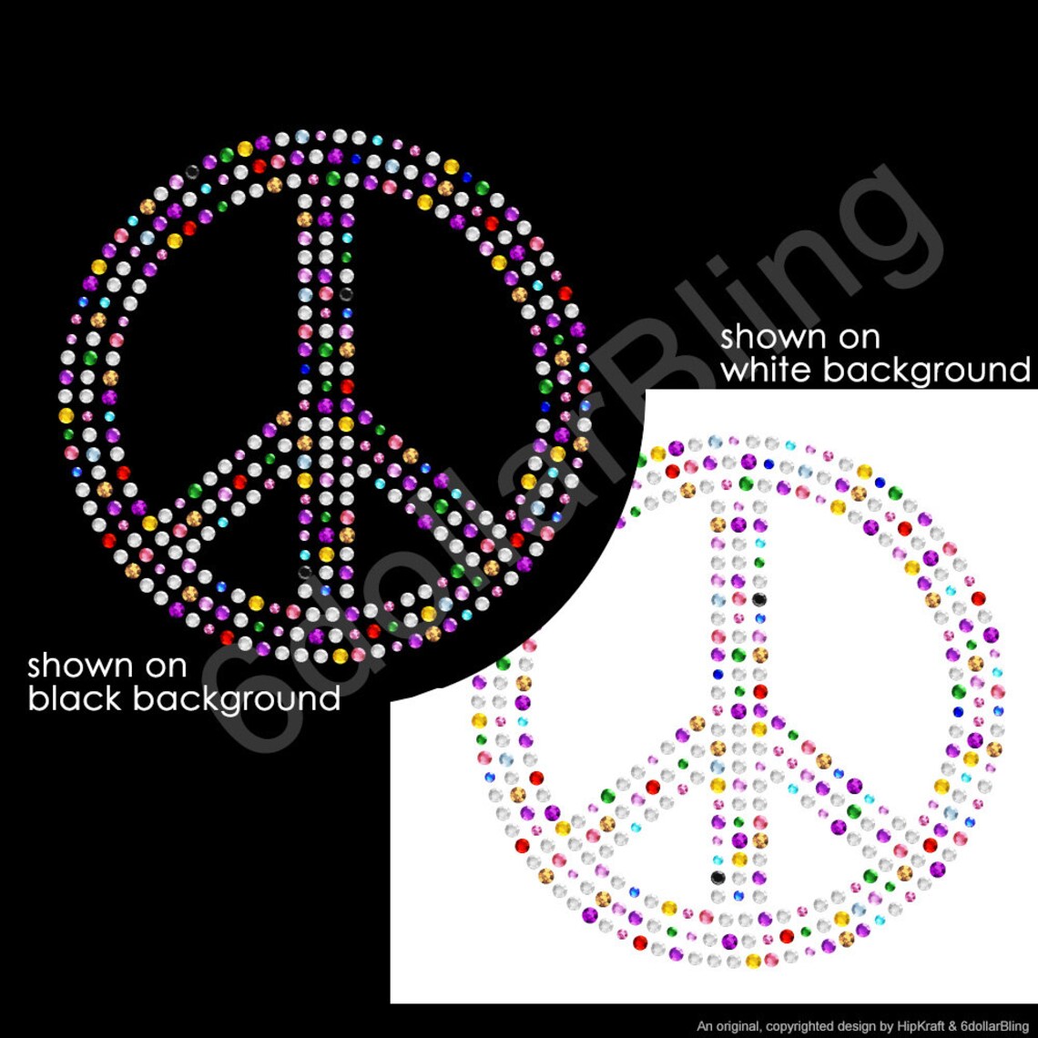 Rhinestone Iron on Transfer multicolor Peace Sign | Etsy