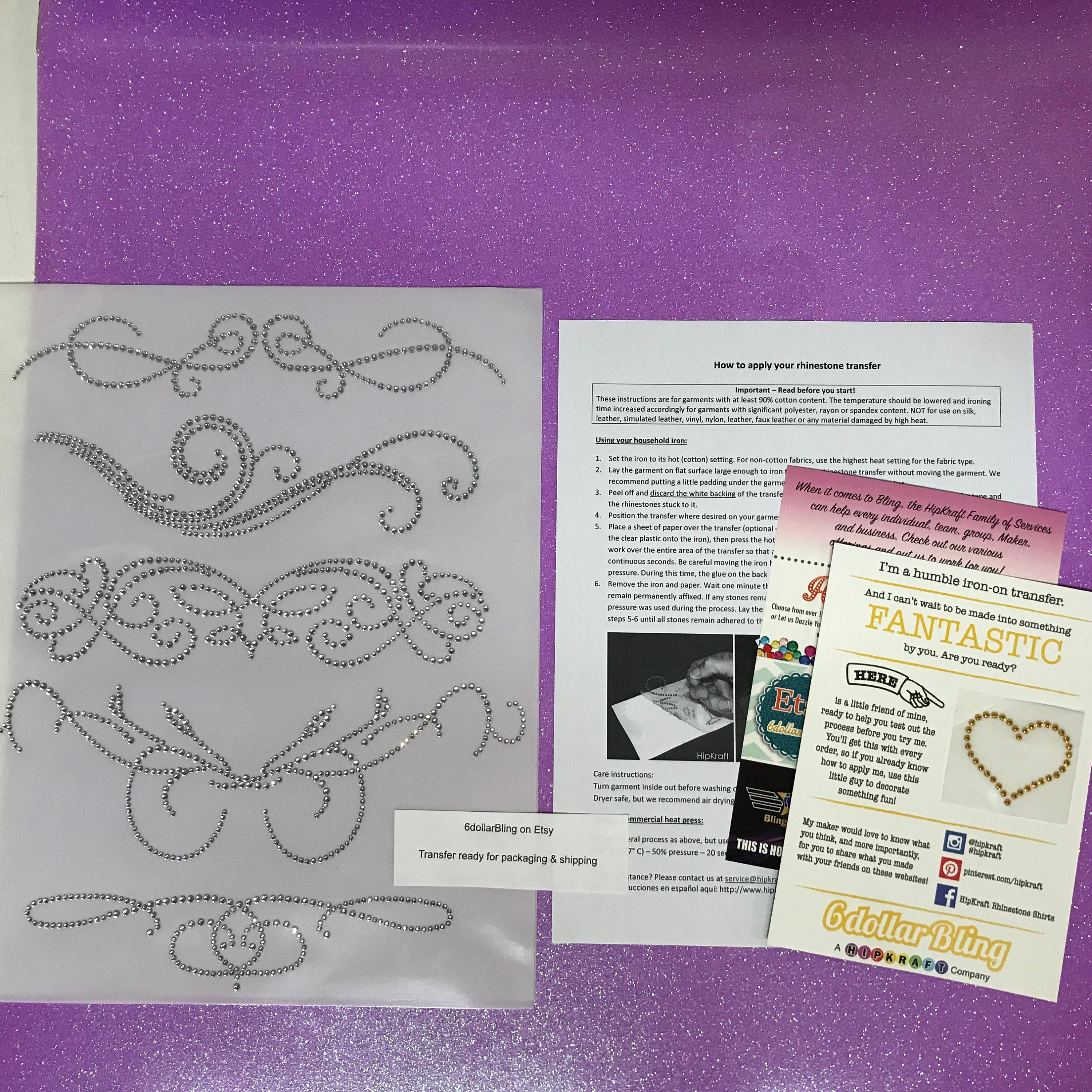 Swirls Set #1 - Rhinestone Iron-on Transfer Crystal Bling Applique ...