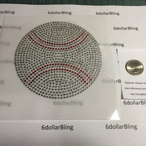 Large Baseball Rhinestone Iron-on Crystal Bling Hotfix Sparkle Transfer ...
