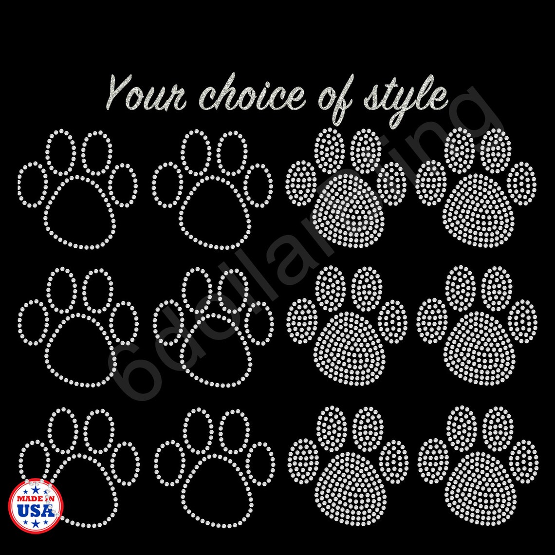 Rhinestone Iron on Transfer cute 3in Tall Dog Paw - Etsy