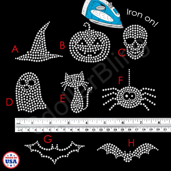 Halloween Small Rhinestone Iron-on Crystal Bling Hotfix - Etsy