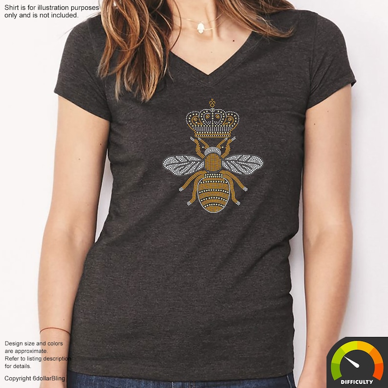 Bee With Crown Queen Bee Rhinestone Iron on Transfer Crystal - Etsy