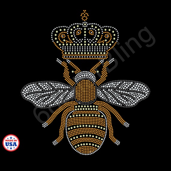 Bee With Crown Queen Bee Rhinestone Iron on Transfer Crystal - Etsy