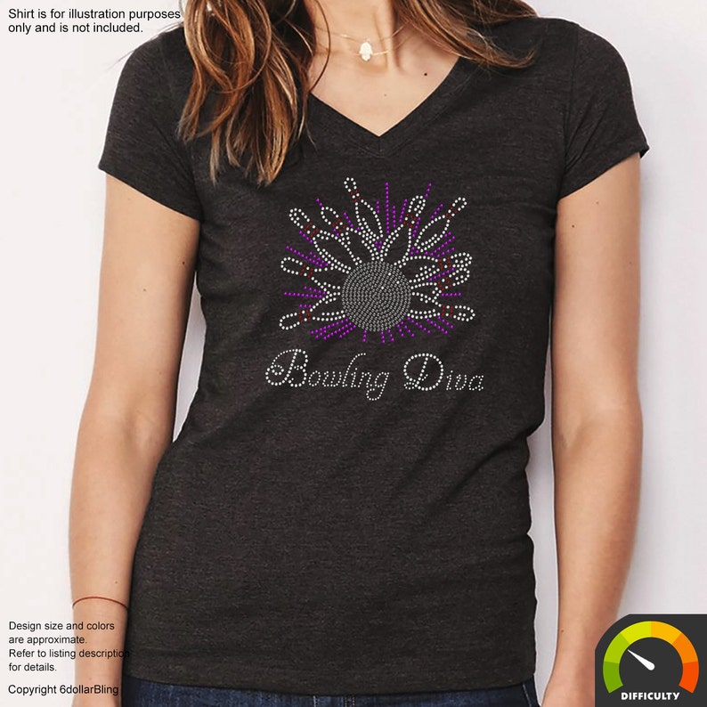 Bowling Diva Rhinestone Iron-on Transfer Crystal Bling Applique - Make ...