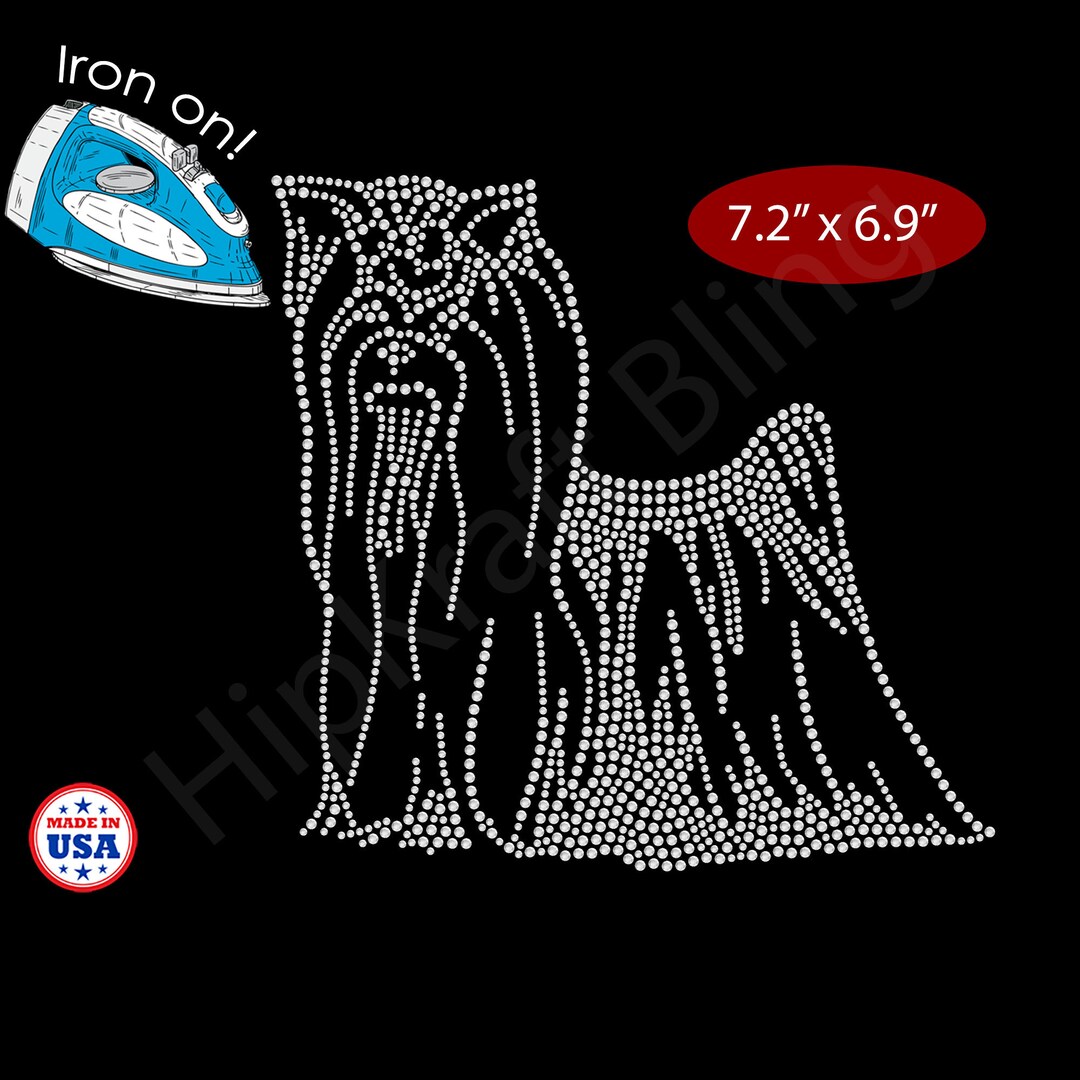 Yorkshire Terrier Line Art Rhinestone Iron-on Crystal Bling Hotfix ...