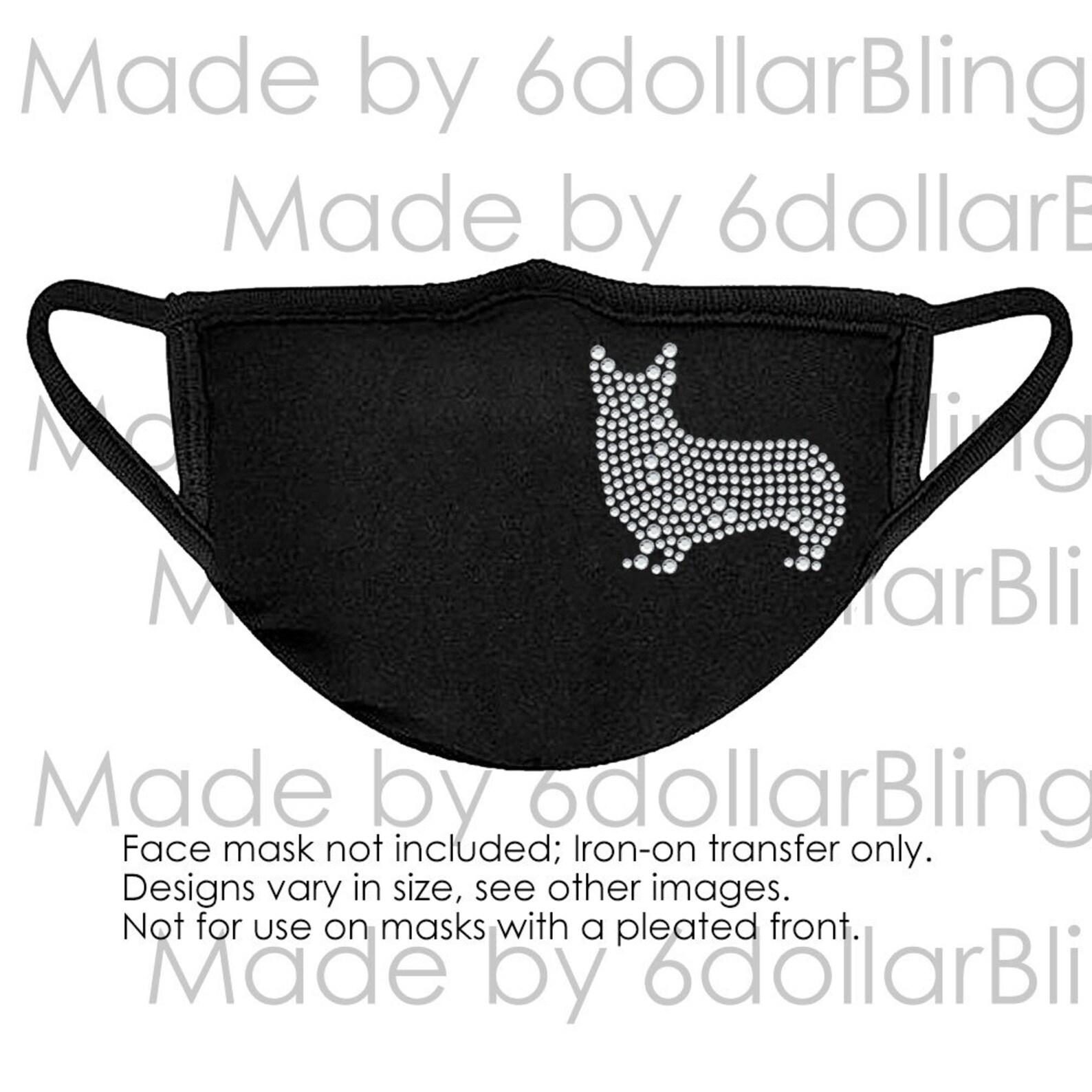 Dogs Face Mask Small Rhinestone Iron-on Crystal Bling Hotfix - Etsy