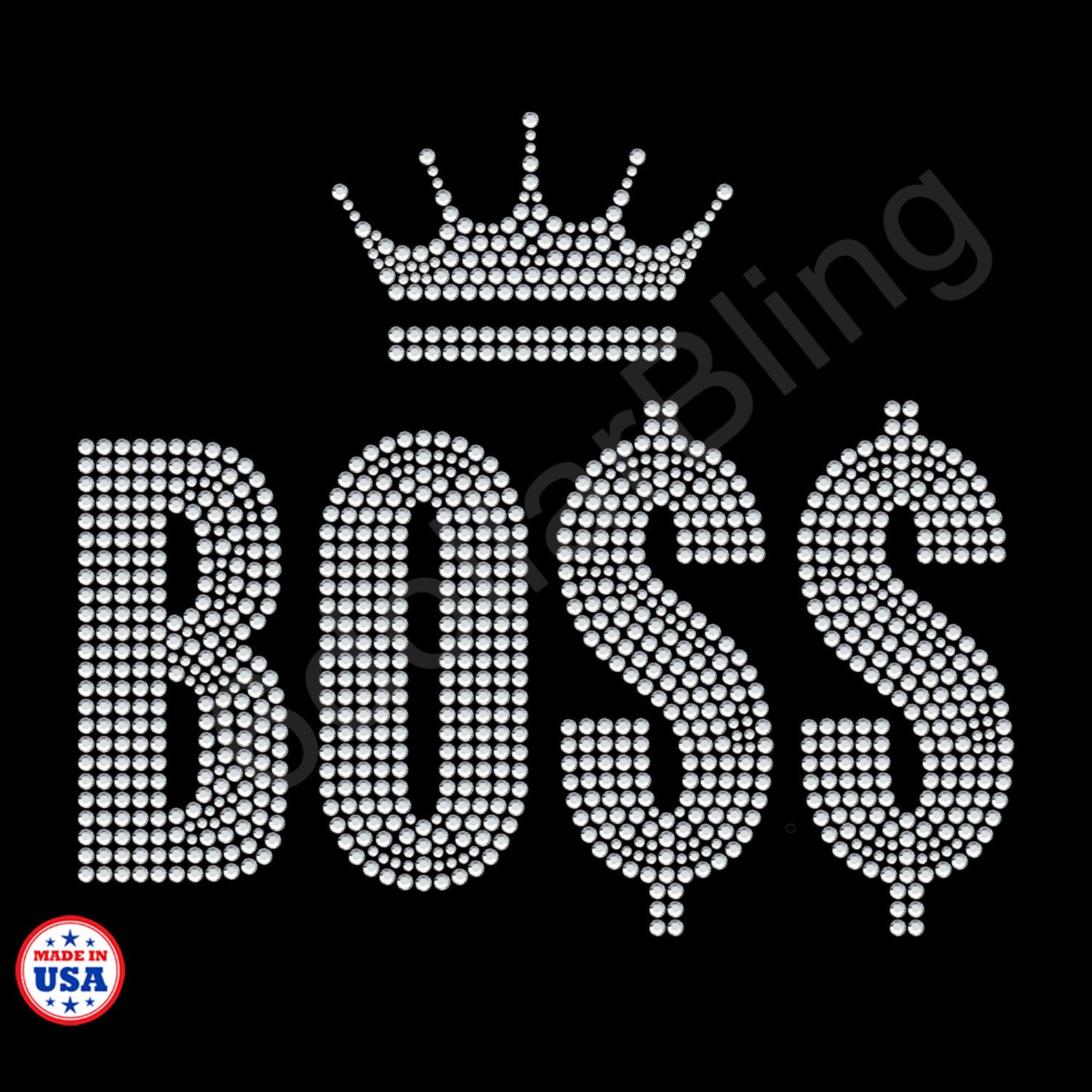 BOSS Rhinestone Iron-on Crystal Bling Transfer Applique Make - Etsy