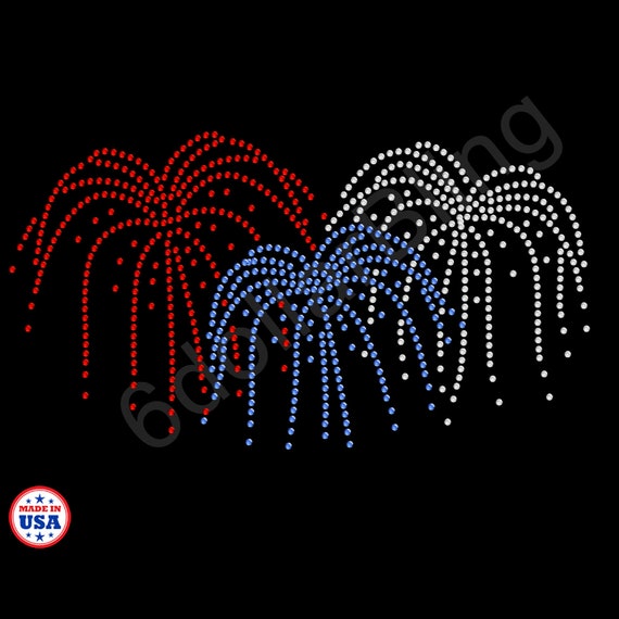 Rhinestone Iron on Transfer Fireworks Crystal Bling Design | Etsy New ...