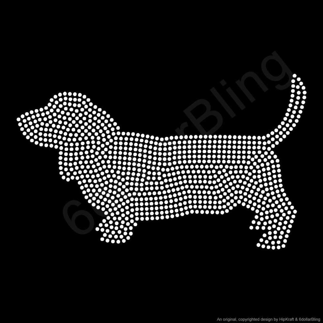 Basset Hound Rhinestone Iron-on Crystal Bling Hotfix Sparkle Transfer ...