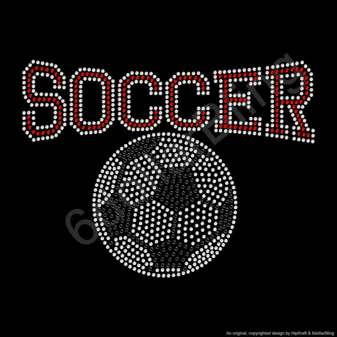 Soccer (with Ball) Rhinestone Iron-on Crystal Bling Hotfix Sparkle ...