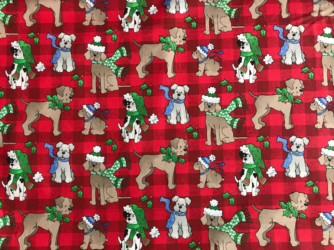 Fabric Traditions, Christmas Puppies & Dogs, Cotton Fabric Sold by the ...