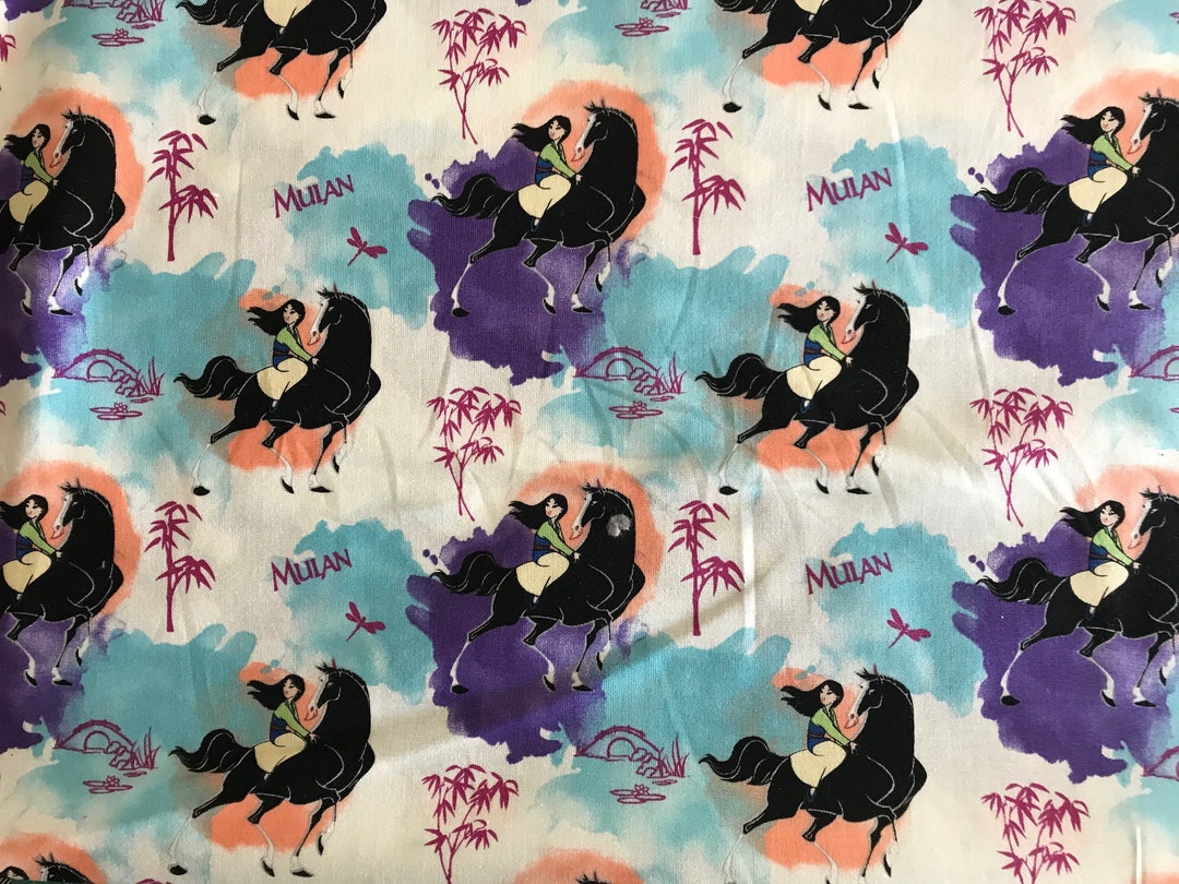Princess Mulan, and Her Horse, Fabric by the 1/2 Yard, 100% Cotton - Etsy