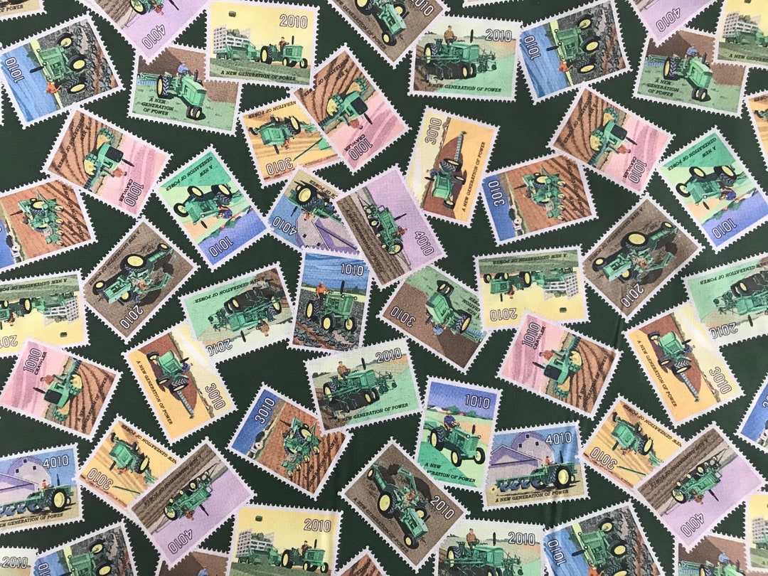 Vintage Green Tractor Stamps, 100% Quilt Shop Cotton - Etsy