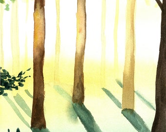 Lovely Backlight Tree Watercolor Painting. 8 X 10 Original Painting Not ...