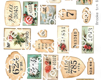 Vintage Number Labels Vintage Paper Ephemera Digital Ephemera Junk ...