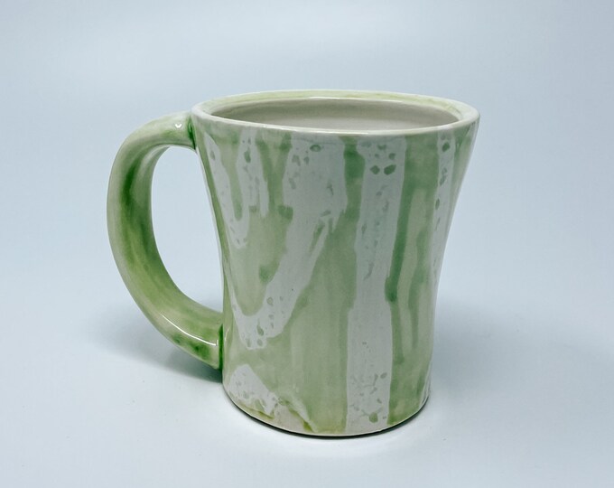 Green and White Mug, Boho Pottery, Geometric Pattern, Teacup, Gift for ...
