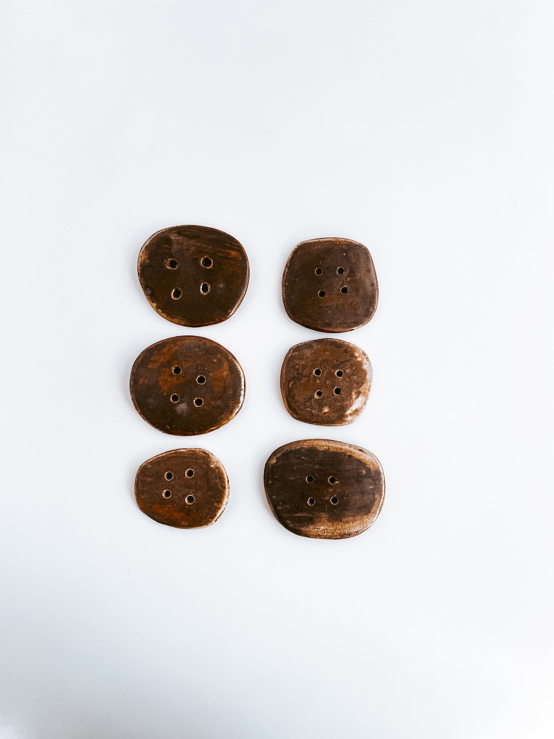 Set of 6 Large Ceramic Buttons, Earthy Colors, Handmade Button, Custom ...